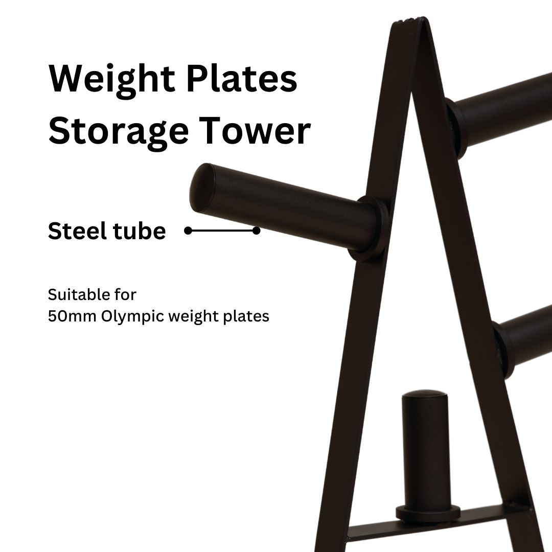 Olympic Weight Plates Storage Tower – Black – Oli Joy Fitness