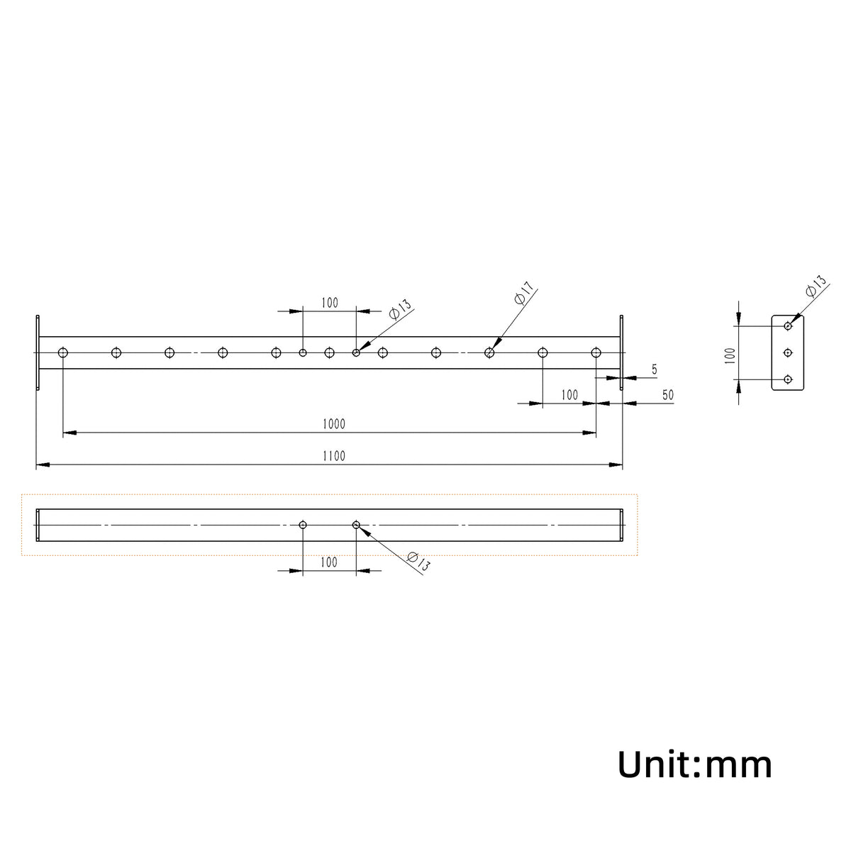 Junction Bar Support Beam （L）2.0mm Modular Power Rack System