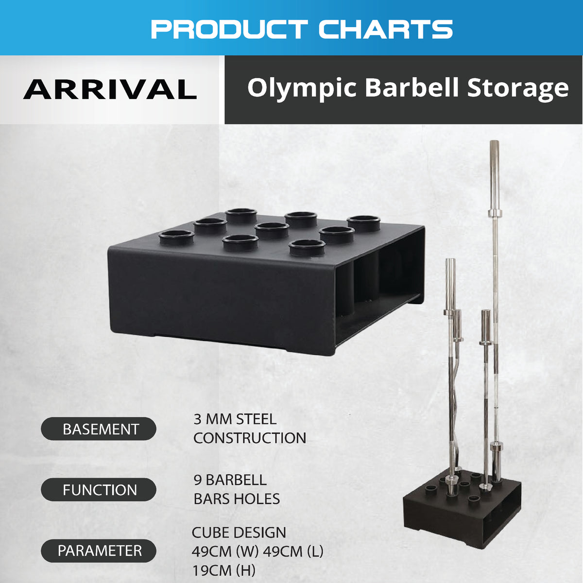 9 Bars Holder Olympic Vertical Barbell Storage Rack | Olijoy – Oli Joy ...
